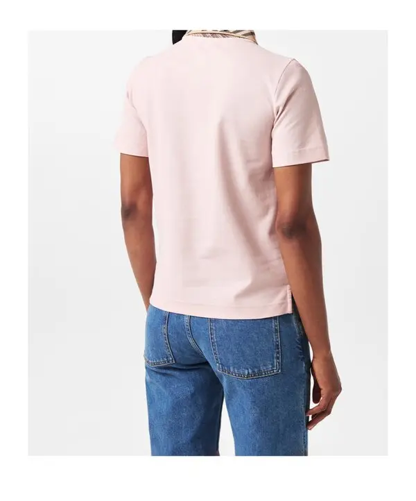 Burberry Polo Shirt With Plaid Collar - Pink