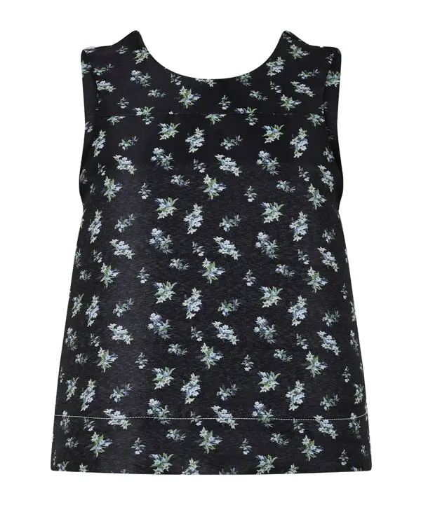 GANNI Floral Jacquard Top With Adjustable Belt - Black