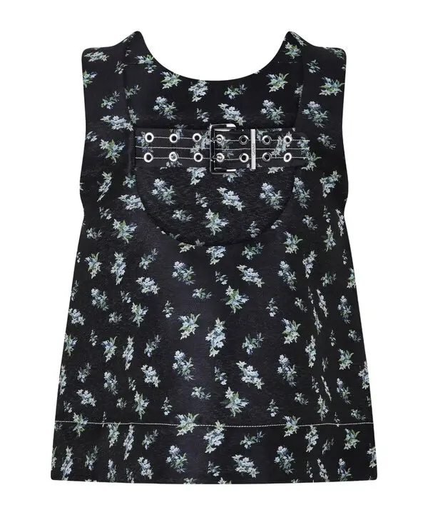 GANNI Floral Jacquard Top With Adjustable Belt