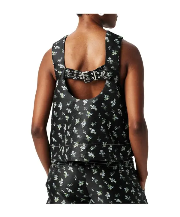 GANNI Floral Jacquard Top With Adjustable Belt