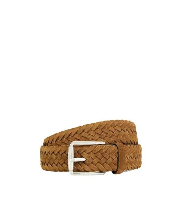 TOD'S Woven Suede Leather Belt With Branded Buckle