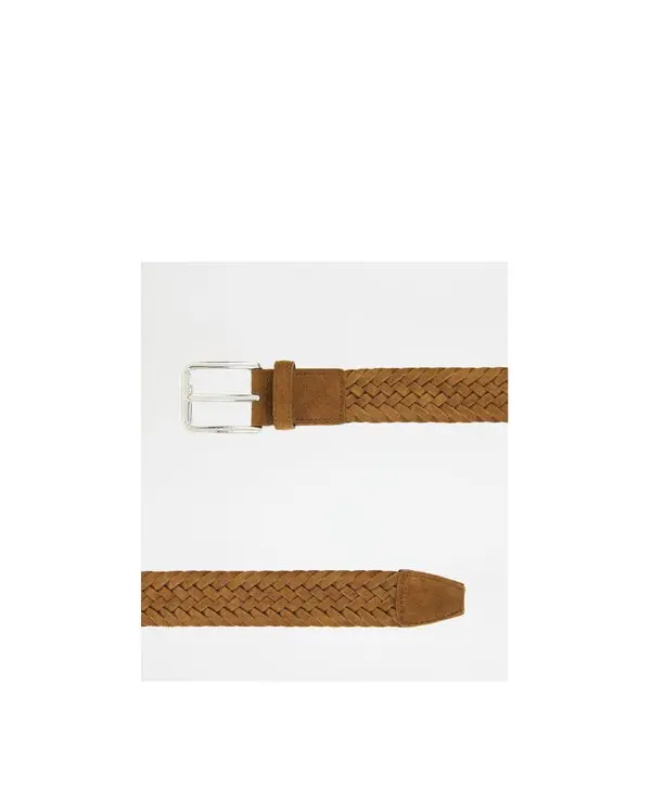 TOD'S Woven Suede Leather Belt With Branded Buckle