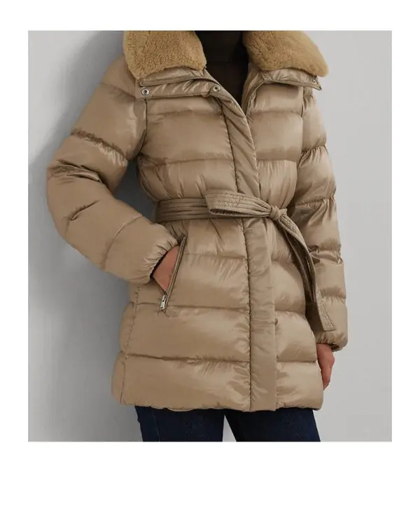 Ralph Lauren Faux Shearling-trim Belted Down Coat