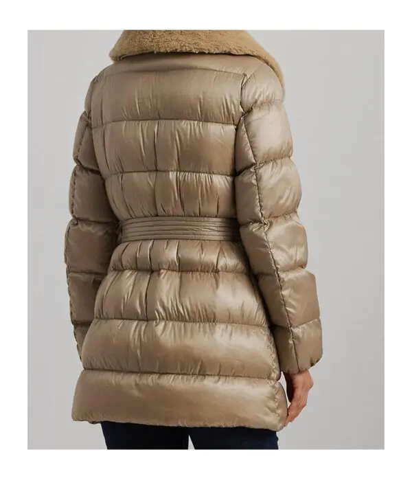Ralph Lauren Faux Shearling-trim Belted Down Coat