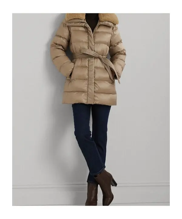 Ralph Lauren Faux Shearling-trim Belted Down Coat