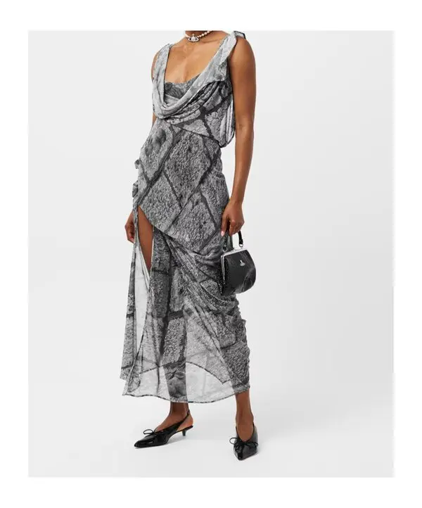 VIVIENNE WESTWOOD Graffiti Print Draped Maxi Dress