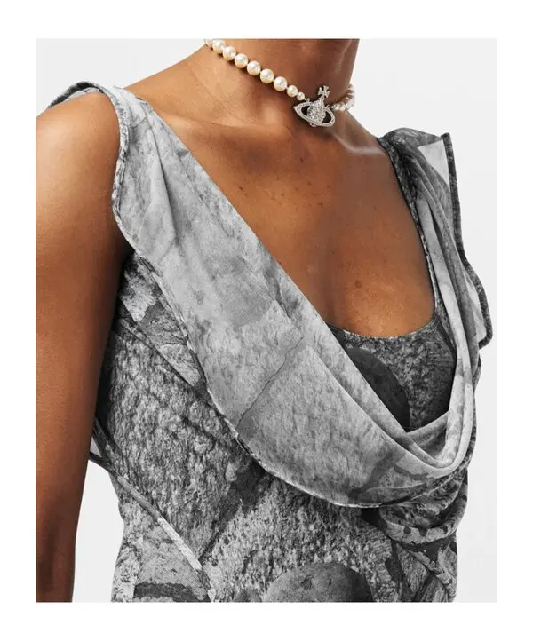 VIVIENNE WESTWOOD Graffiti Print Draped Maxi Dress