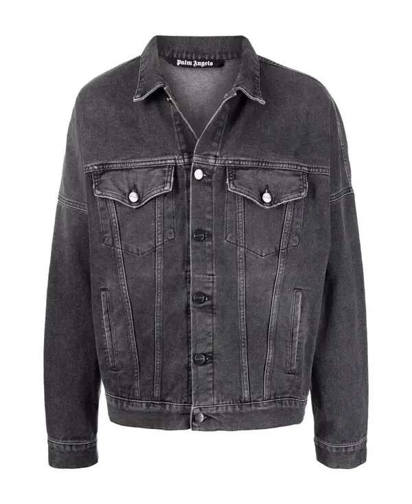 Palm Angels Long Sleeve Logo Denim Jacket