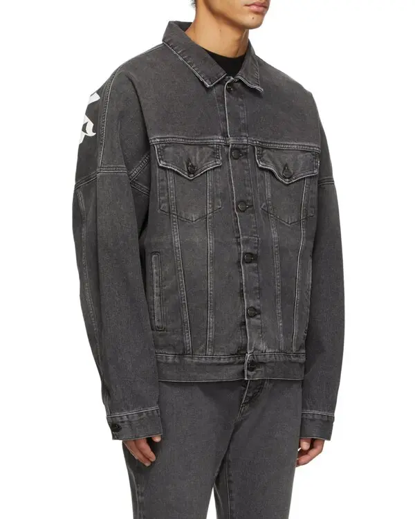 Palm Angels Long Sleeve Logo Denim Jacket