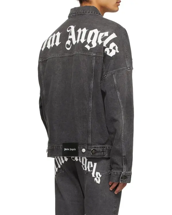 Palm Angels Long Sleeve Logo Denim Jacket