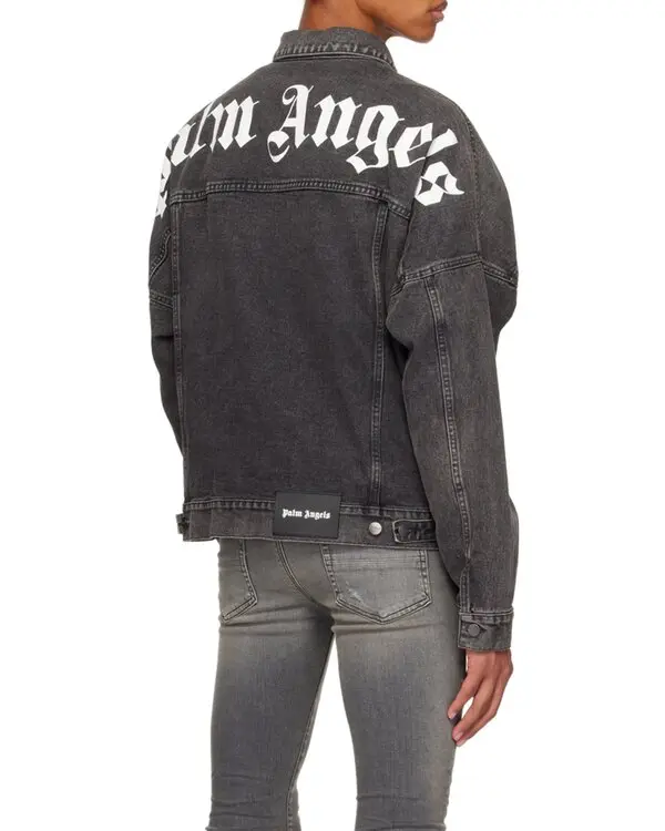 Palm Angels Long Sleeve Logo Denim Jacket
