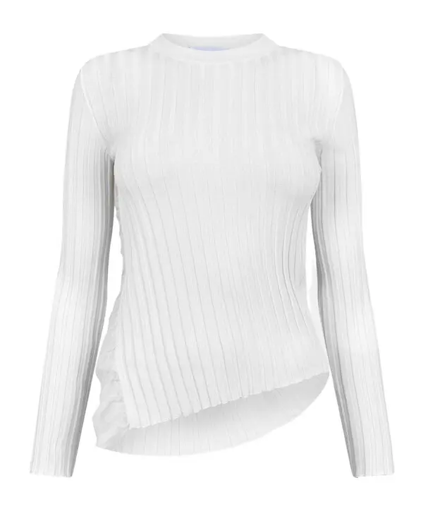 Alexander McQueen Ribbed Knit Sweater With Asymmetrical Hem