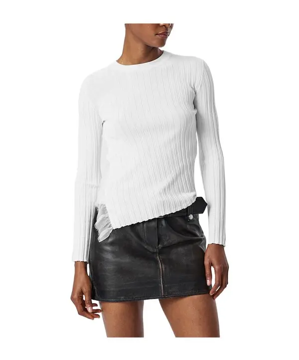 Alexander McQueen Ribbed Knit Sweater With Asymmetrical Hem