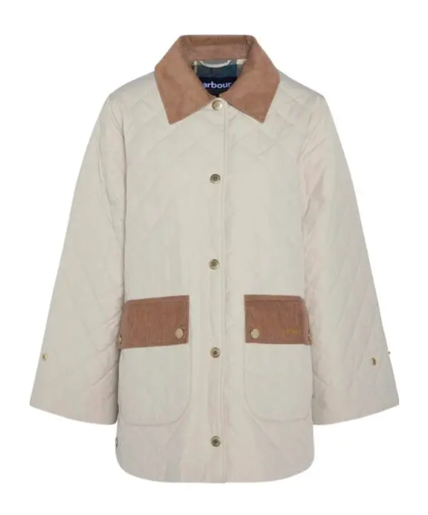 Barbour Corinne Quilted Jacket With Corduroy Piping - White