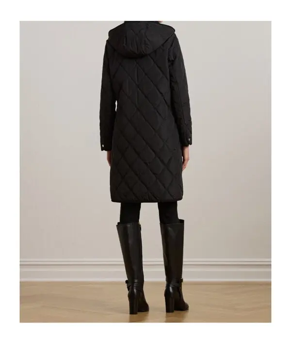 Ralph Lauren Quilted Hooded Coat With Corduroy Trim