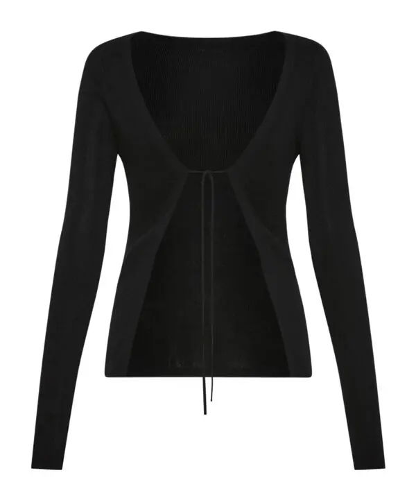ST. AGNI Ribbed Double-face Sweater With Back Tie Detail