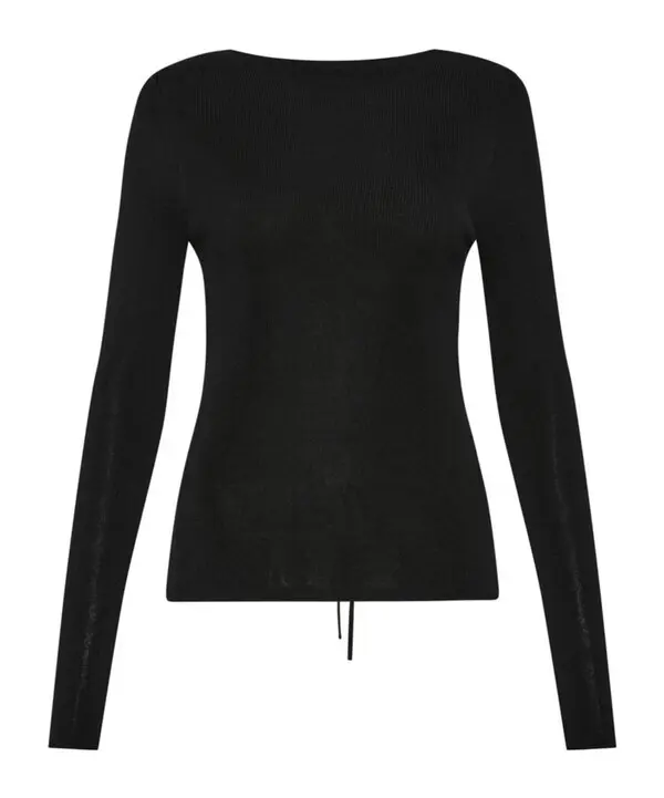 ST. AGNI Ribbed Double-face Sweater With Back Tie Detail