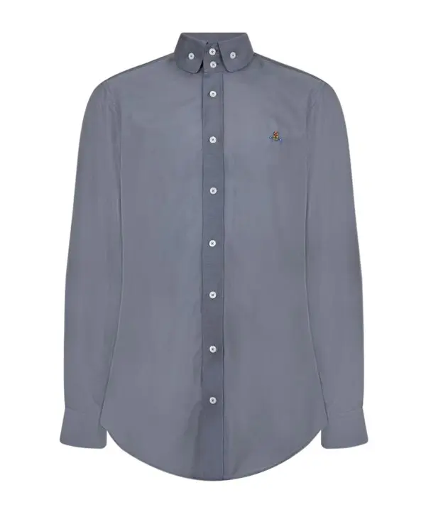 VIVIENNE WESTWOOD Logo Cotton Krall Long Sleeved Shirt - Gray