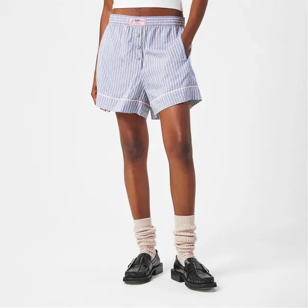GANNI Striped Cotton Shorts - Multicolor