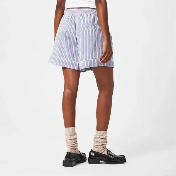 GANNI Striped Cotton Shorts - Multicolor