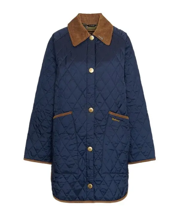 Barbour Quilted Oversized Jacket With Corduroy Collar
