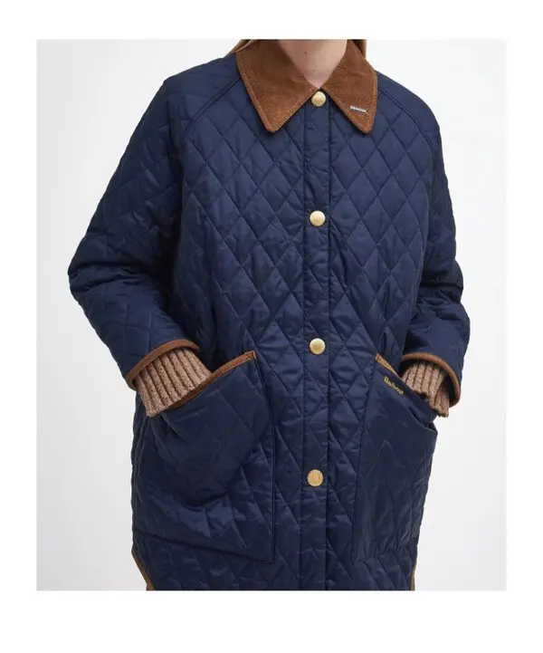 Barbour Quilted Oversized Jacket With Corduroy Collar