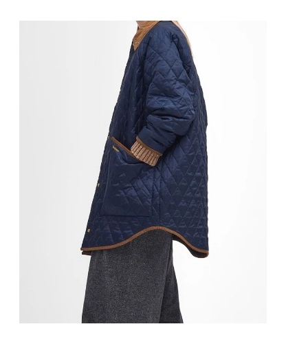 Barbour Quilted Oversized Jacket With Corduroy Collar