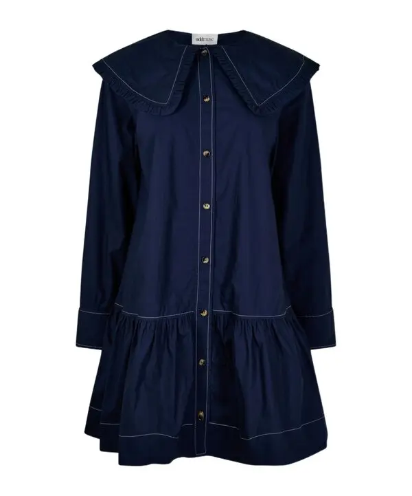GANNI Collared Mini Shirt Dress With Adjustable Fit