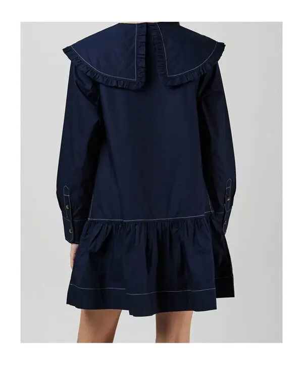 GANNI Collared Mini Shirt Dress With Adjustable Fit
