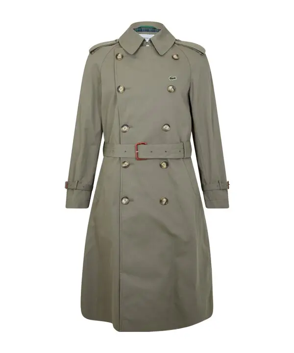 Lacoste Khaki Double-breasted Mid-length Trench Coat