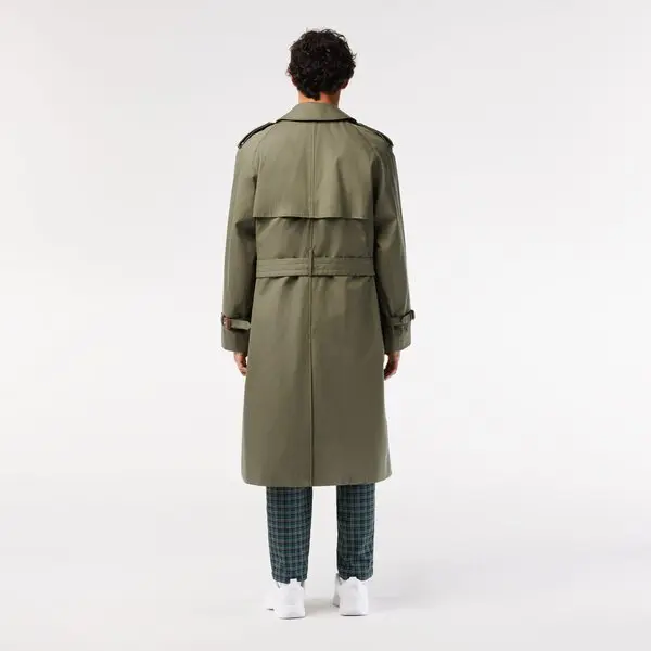 Lacoste Khaki Double-breasted Mid-length Trench Coat