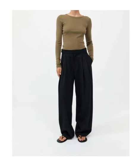 ST. AGNI Wide Leg Pleat Pants