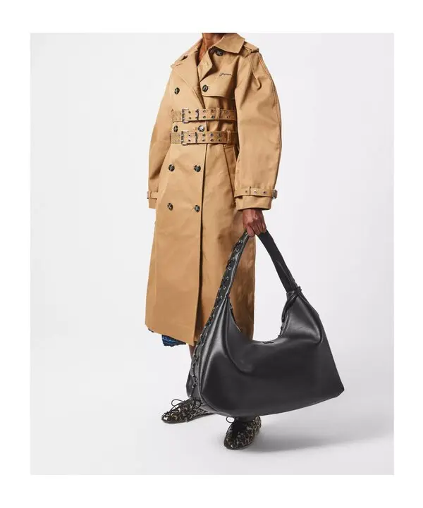 GANNI Lantern Sleeve Buckle Trench Coat