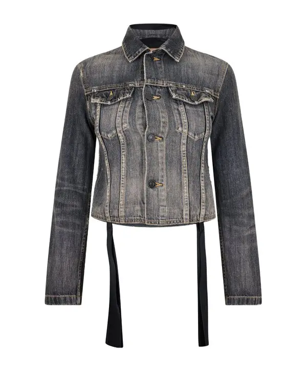 Balenciaga Denim Jacket With Lace-up Back Detail - Black