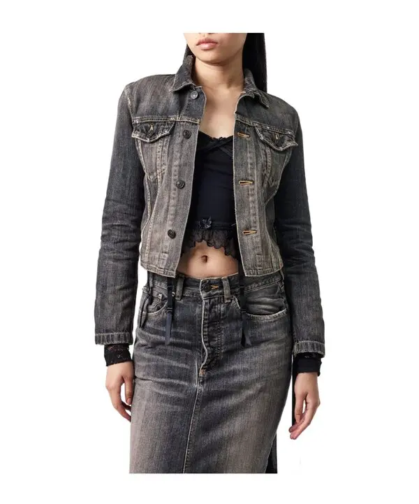 Balenciaga Denim Jacket With Lace-up Back Detail - Black