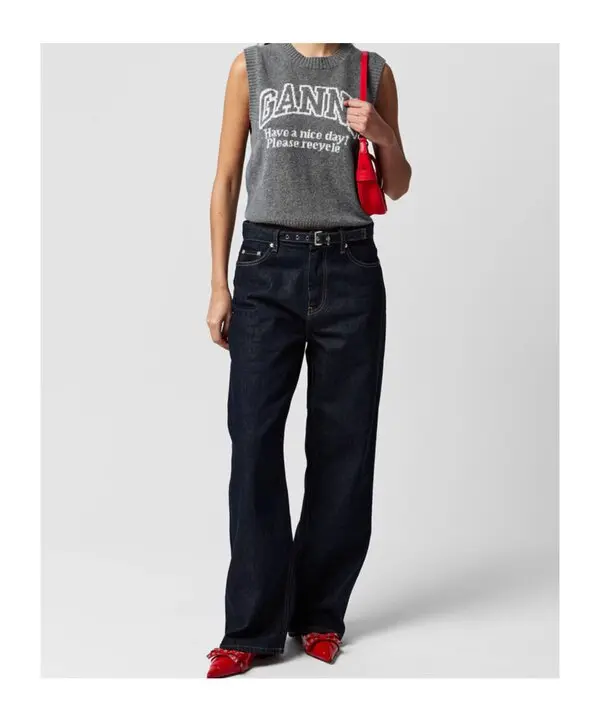 GANNI Rinse Belt Izey Jeans - Black