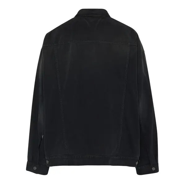 Balenciaga Denim Jacket With Logo Detail - Black