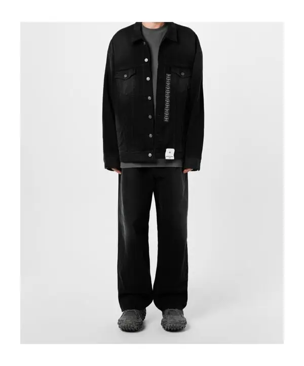 Balenciaga Denim Jacket With Logo Detail - Black