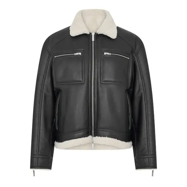 REPRESENT Slim-fit Leather Jacket With Zip Closure And Patch Pockets