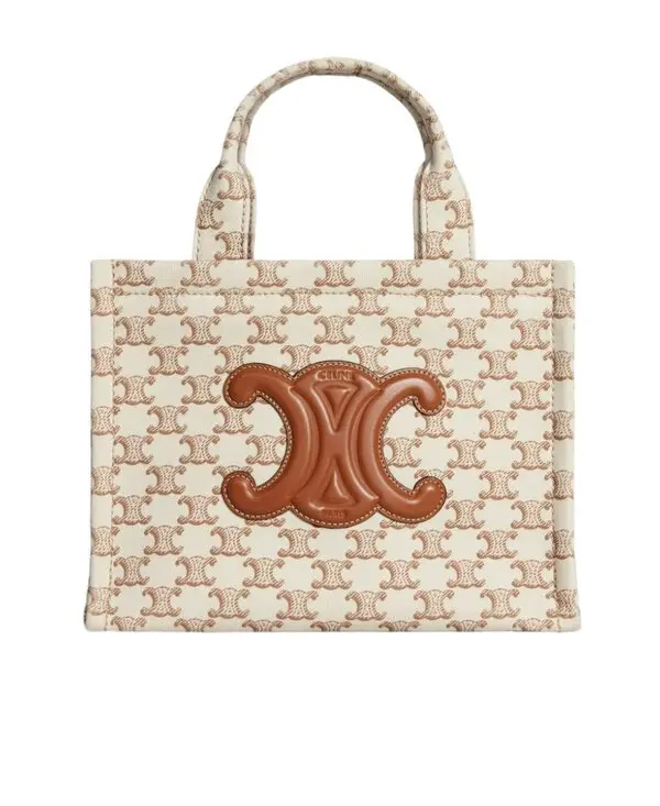 Celine Small Cabas Thais In Textile With Triomphe Canvas Print And Calfskin