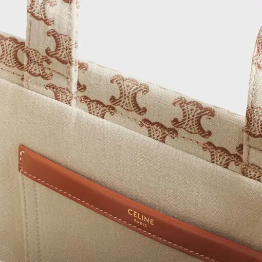 Celine Small Cabas Thais In Textile With Triomphe Canvas Print And Calfskin