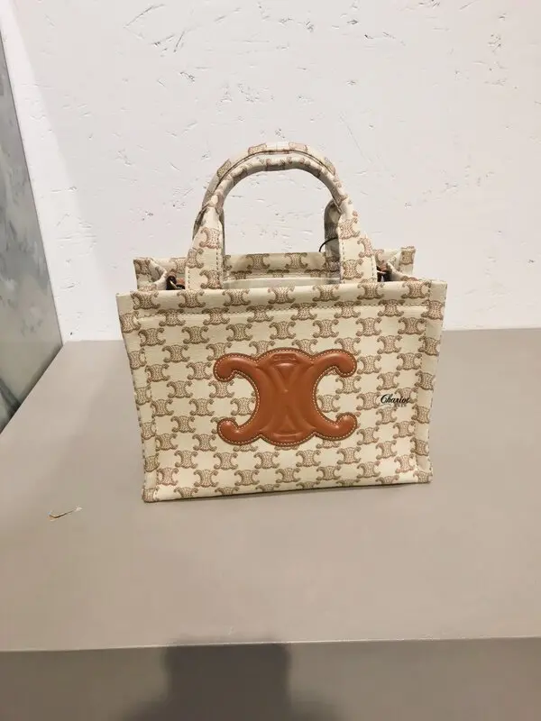 Celine Small Cabas Thais In Textile With Triomphe Canvas Print And Calfskin