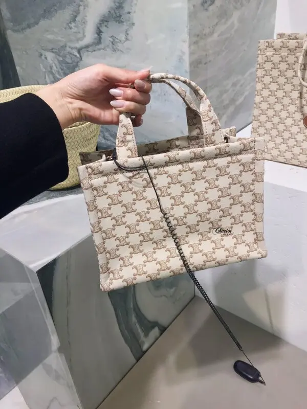 Celine Small Cabas Thais In Textile With Triomphe Canvas Print And Calfskin