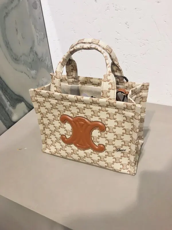 Celine Small Cabas Thais In Textile With Triomphe Canvas Print And Calfskin