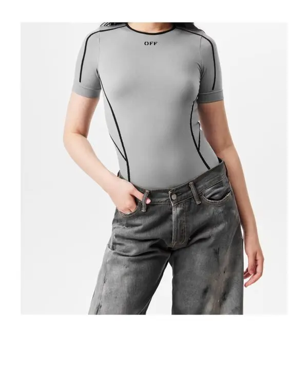 Off-White Seamless Bodysuit With Crew Neck