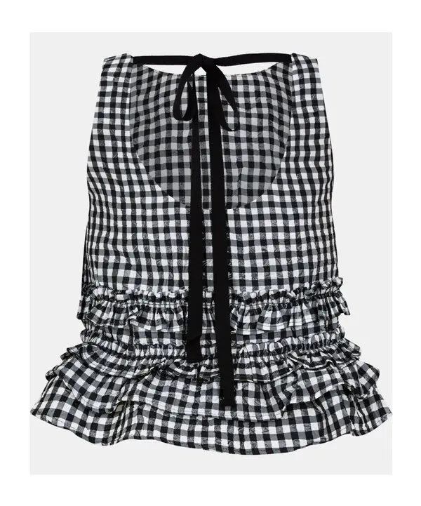 GANNI Black And White Plaid Sleeveless Top