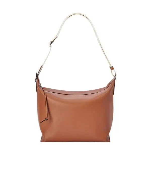 Loewe Cubi Crossbody Bag In Calfskin And Jacquard - Brown