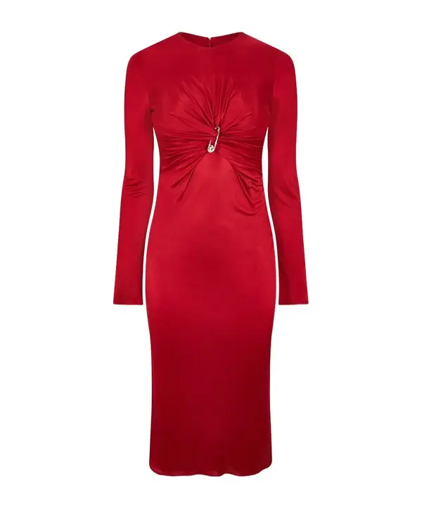 Versace Long Sleeve Midi Dress - Red