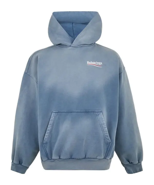 Balenciaga Logo Political Hoodie - Blue