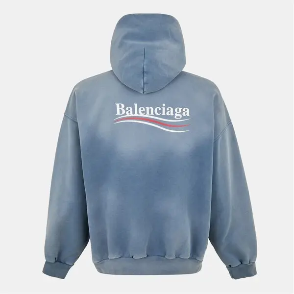 Balenciaga Logo Political Hoodie - Blue